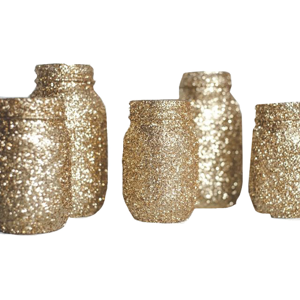 Sparkly Gold Mason Jars, Glitter Mason Jar For Wedding Party on Luulla
