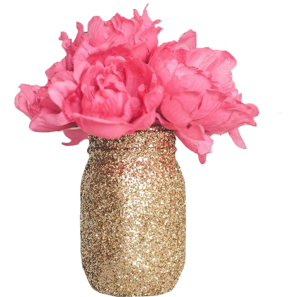 Sparkly Gold Mason Jars, Glitter Mason Jar For Wedding Party on Luulla